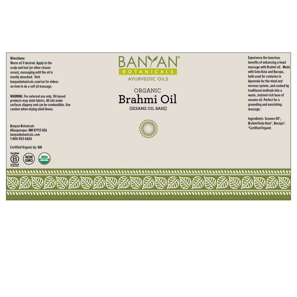 Brahmi Oil (Sesame Oil Base) | Gotu Kola Oil | Herbal Body Oil – Banyan ...