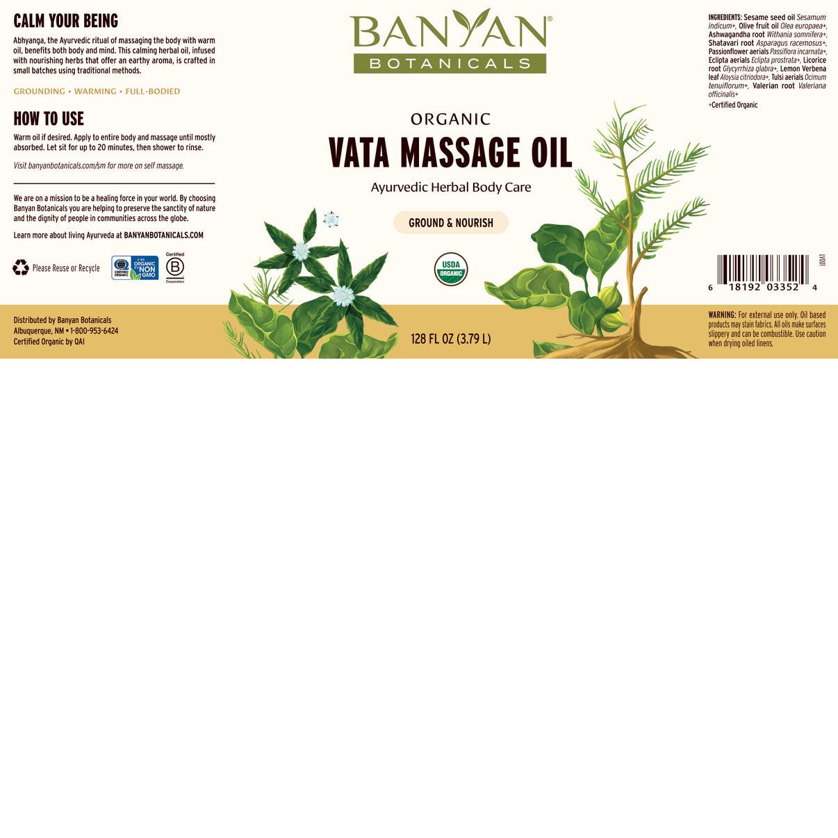 Vata Massage Oil | Organic Ayurvedic Oil – Banyan Botanicals
